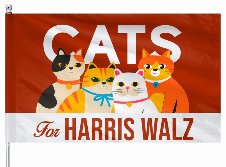Cats for Harris Walz Flag, Kamala Harris for President, VP Tim Walz ...