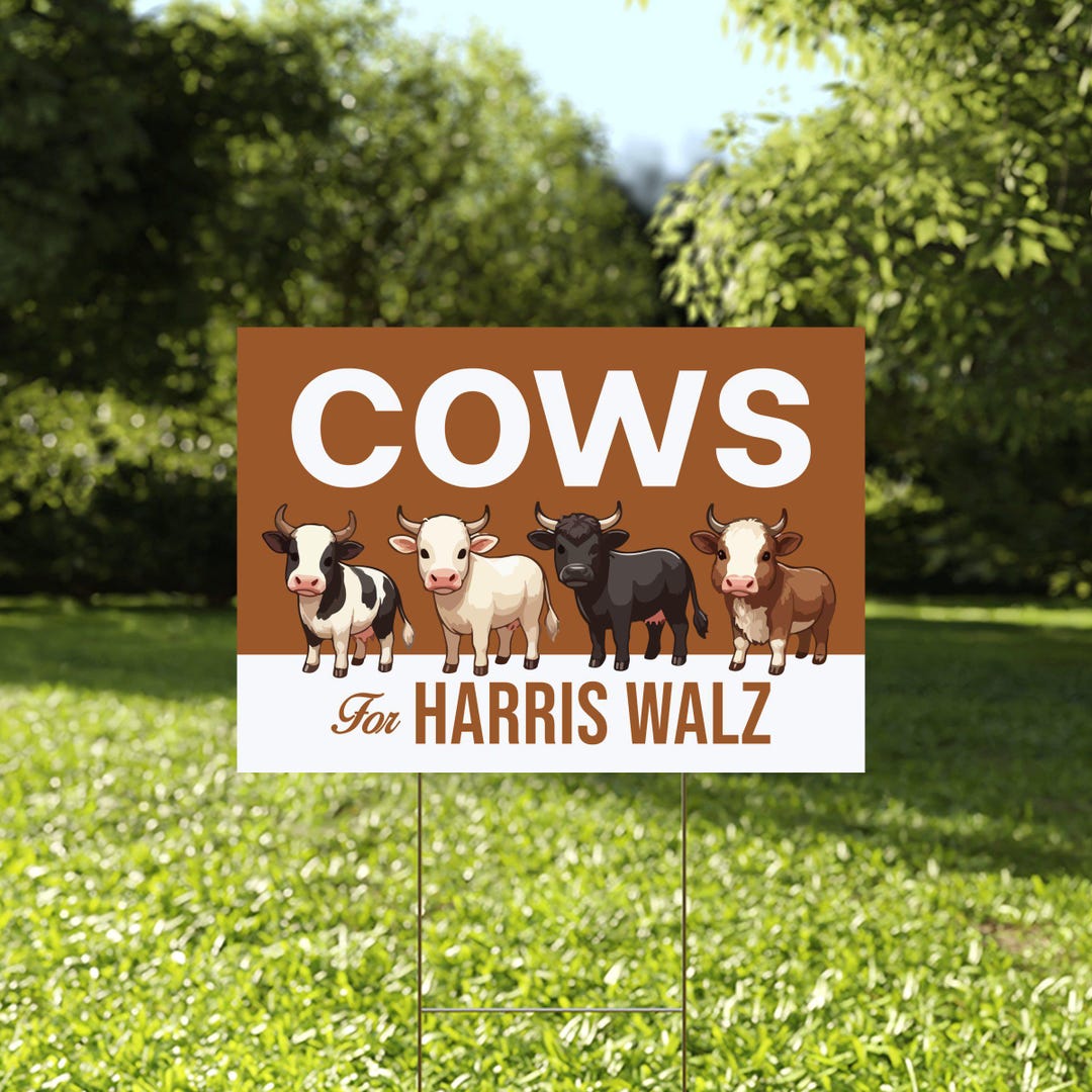 Cows for Harris Walz Yard Sign, Harris for President, Democrat Garden ...