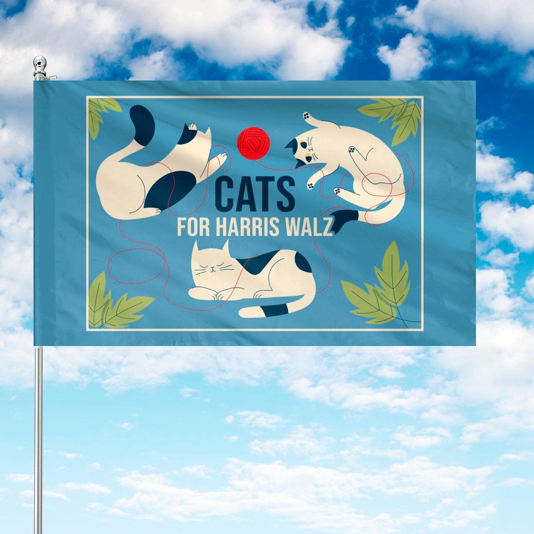 Cats for Harris Walz Flag, Kamala Harris for President, VP Tim Walz ...