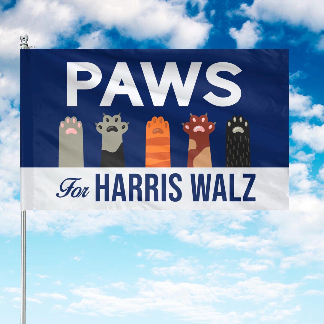 Bandeira Paws For Harris Walz, Kamala Harris para presidente, Bandeira ...