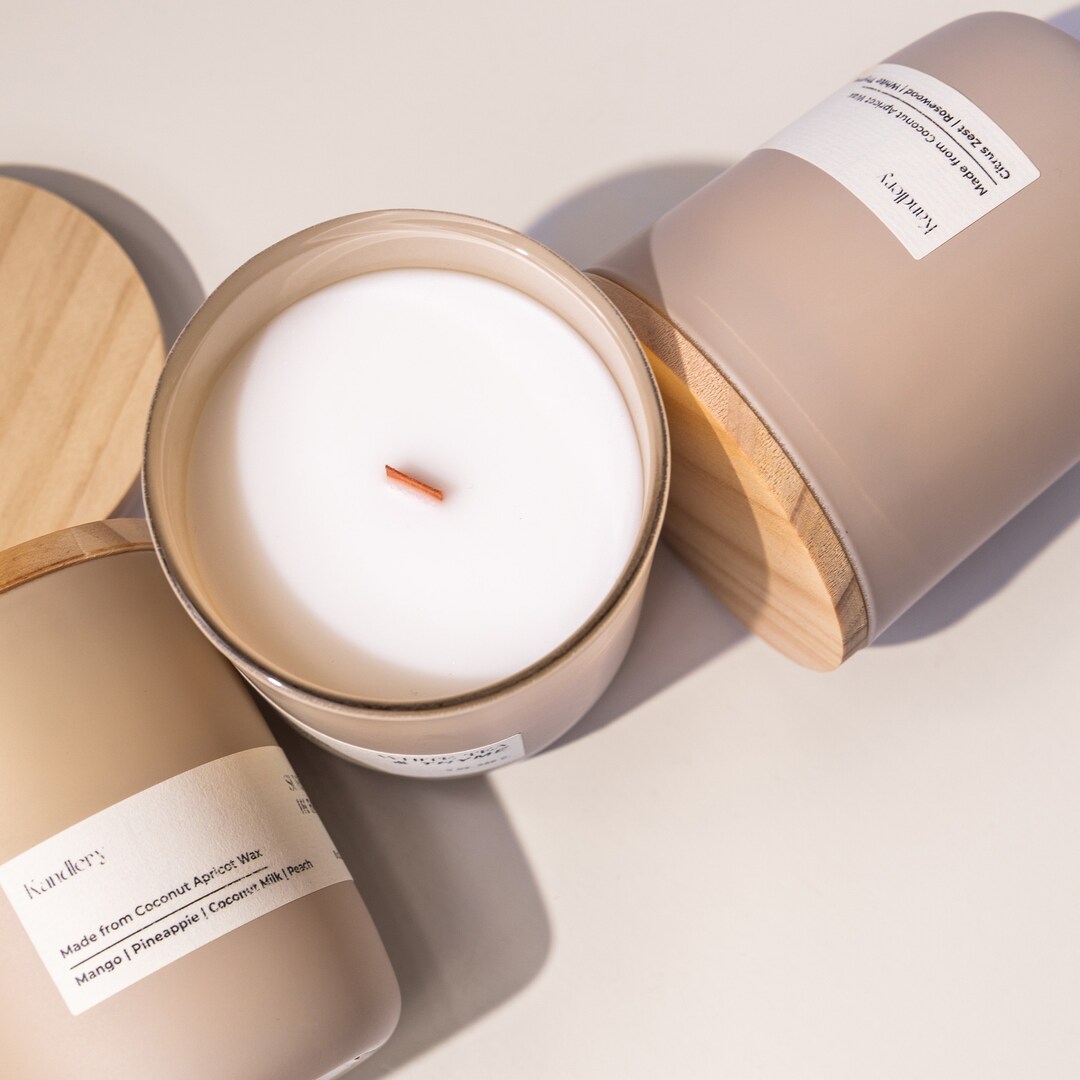 Coconut Mango | Sunrise in Bali | Wood Wicks | Matte Cream Jar ...
