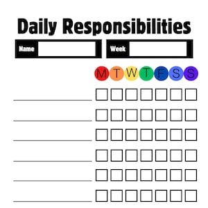 Kids Daily Responsibility Chart | Daily Routine Chart | Chore Chart - Etsy
