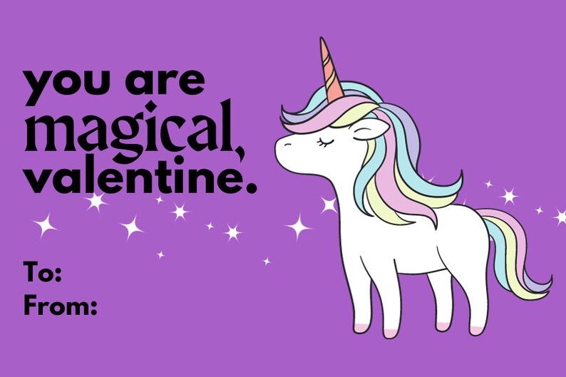 Unicorn Valentine Cards | Girls Valentines | Custom Valentine - Etsy