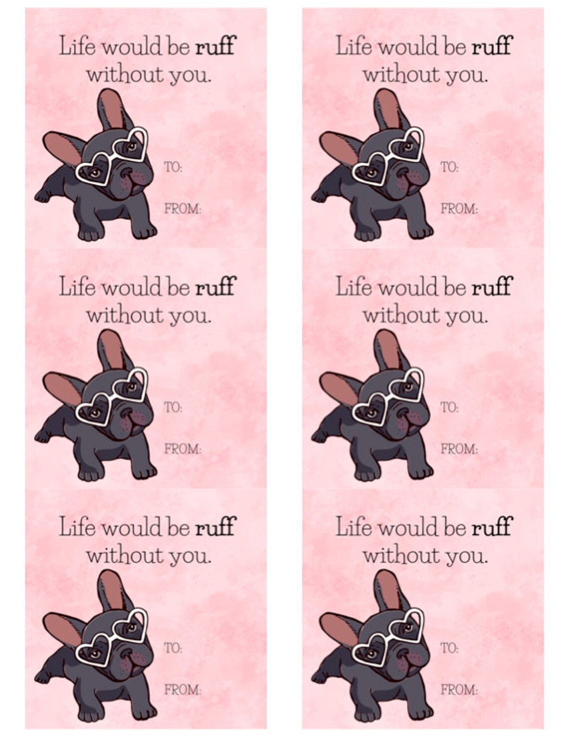 French Bulldog Valentine | Frenchie Card | Valentine's Day - Etsy