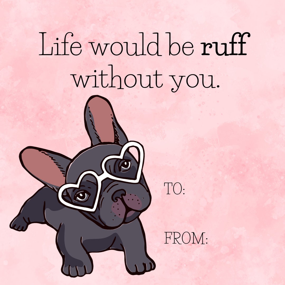 French Bulldog Valentine | Frenchie Card | Valentine's Day - Etsy