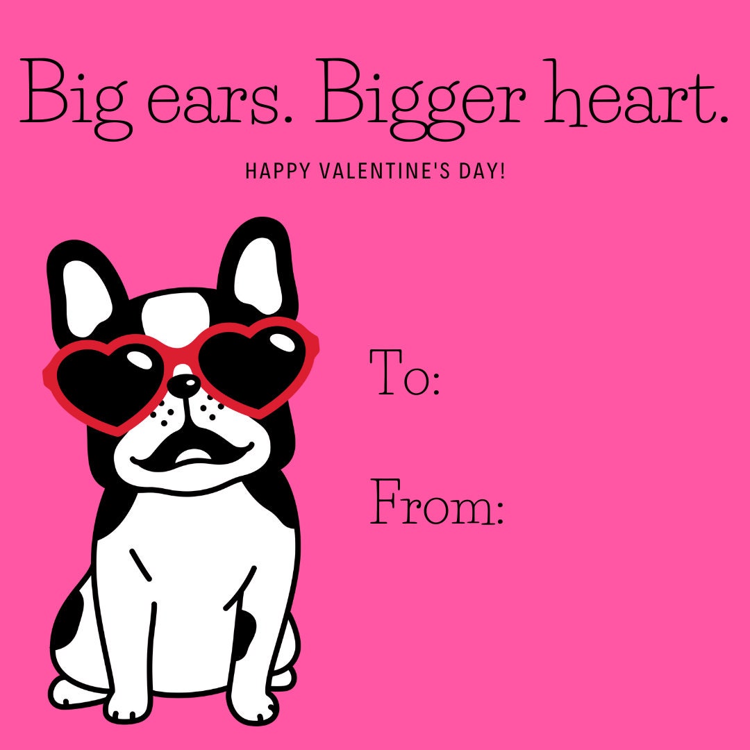 French Bulldog Valentine Frenchie Card Valentine's Day - Etsy