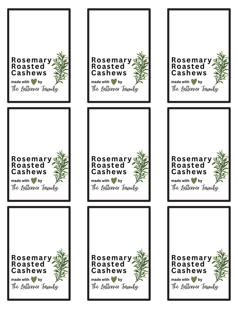 Rosemary Roasted Cashews Gift Tag | DIY Gift | Christmas Gift Tag - Etsy