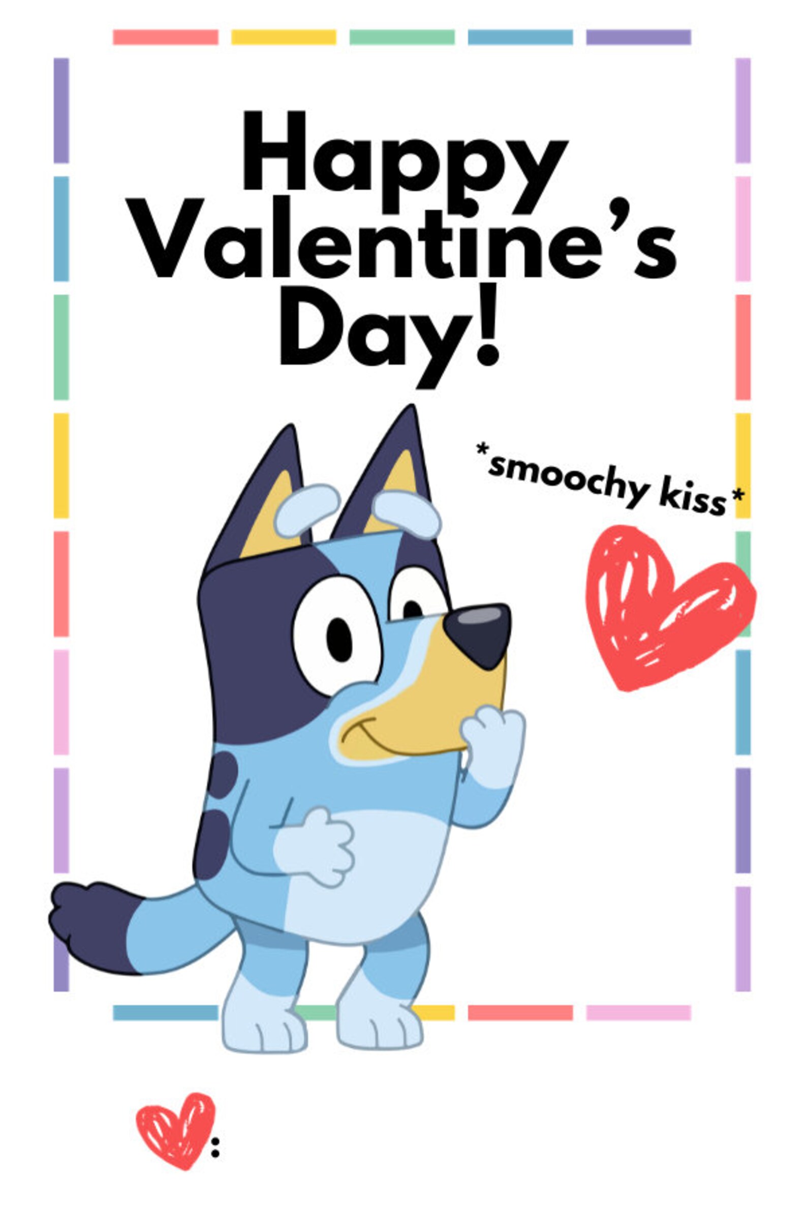 Smoochy Kiss Bluey Valentine Printable Instant Download Children's ...