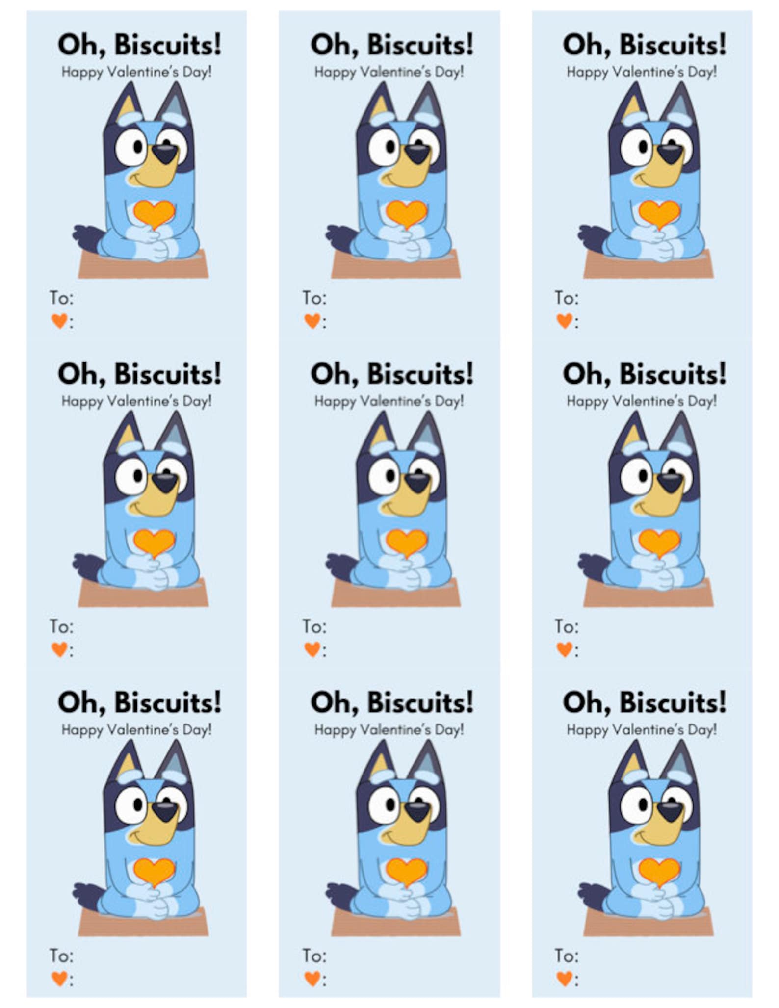 Oh Biscuits! Bluey Valentine | Printable | Instant Download | Children ...
