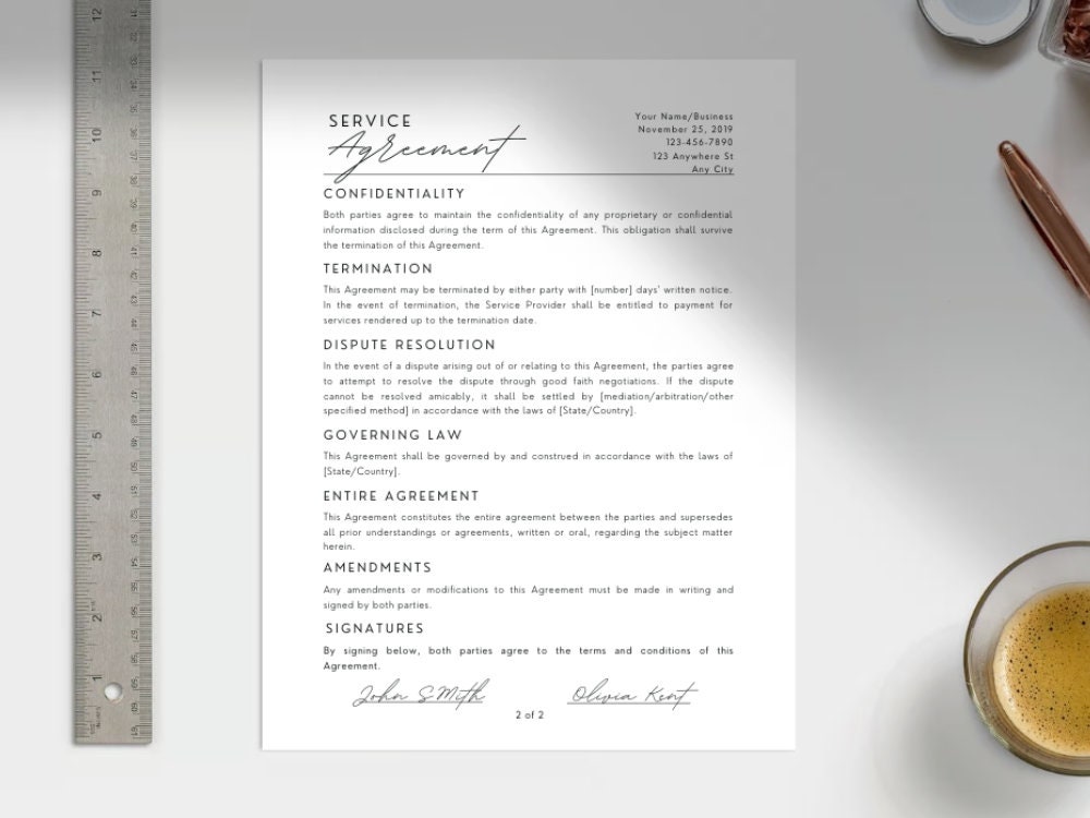 Versatile Service Agreement Template | Fully Customizable in Canva ...