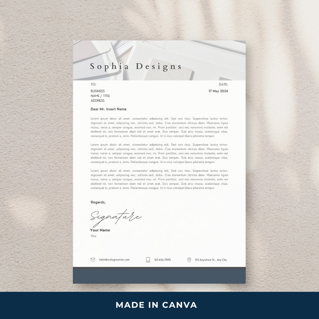 Minimalist Professional Letterhead Template | Customizable for Interior ...