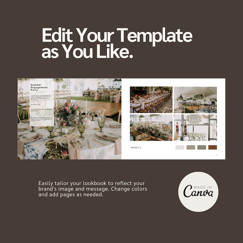 Event Planner Portfolio Lookbook: Editable Canva Template (instant ...