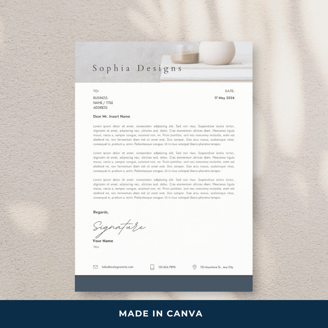 Minimalist Professional Letterhead Template | Customizable for Interior ...