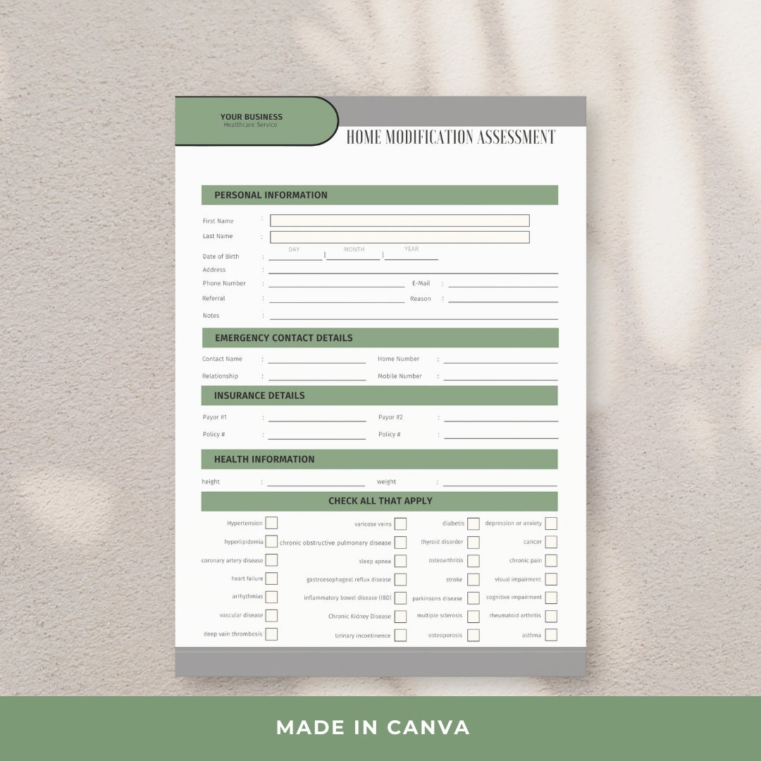 Home Modification Assessment Canva Template - Etsy