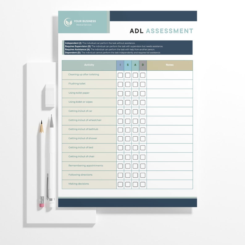 ADL Assessment Canva Template - Etsy