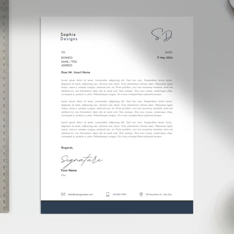 Minimalist Professional Letterhead Template | Customizable for Interior ...