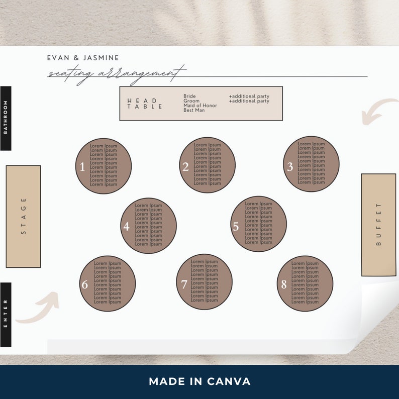 Interactive Wedding Seating Chart Template: Canva Event Planner ...