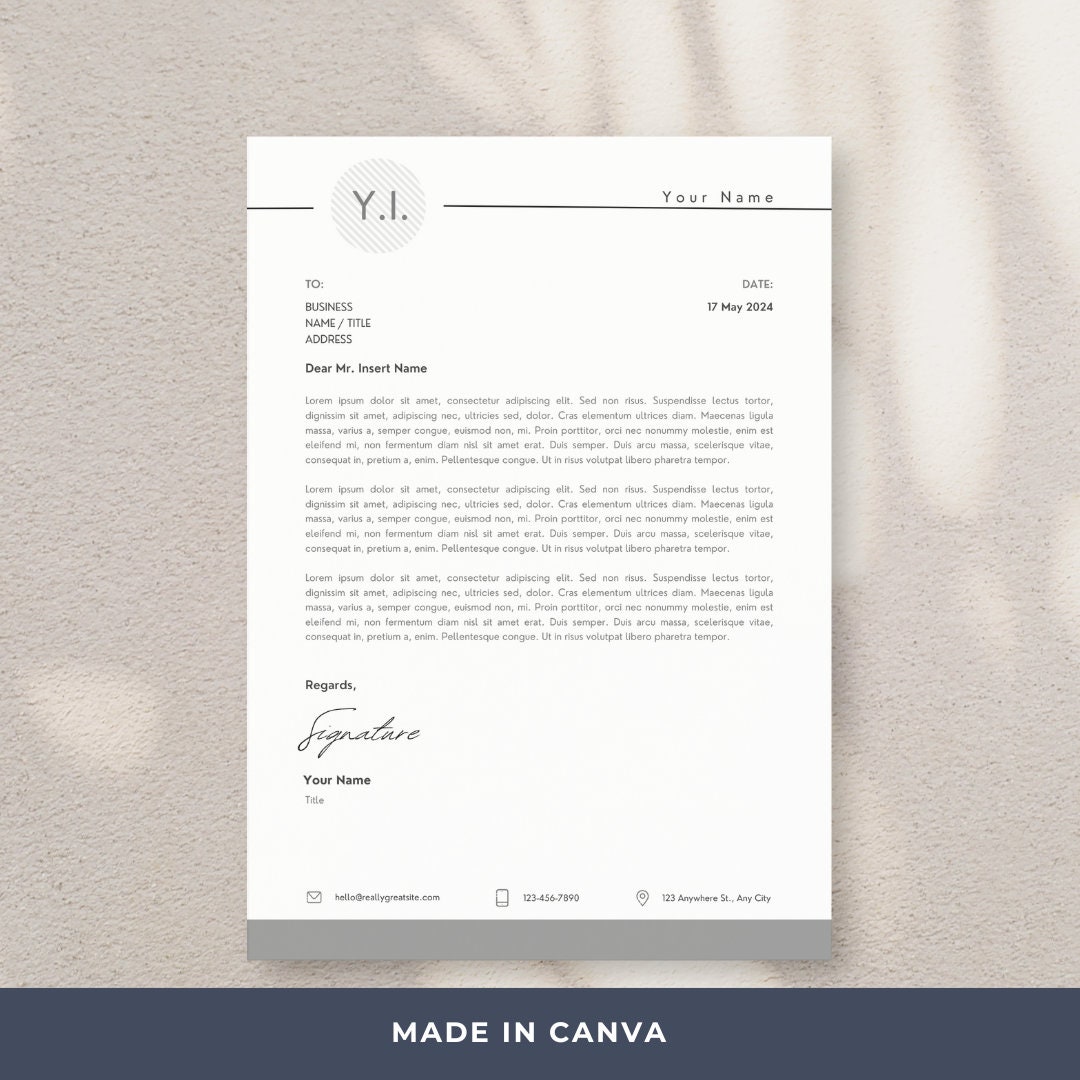 Minimalist Business Letterhead Template | | Simple | Canva | Custom ...