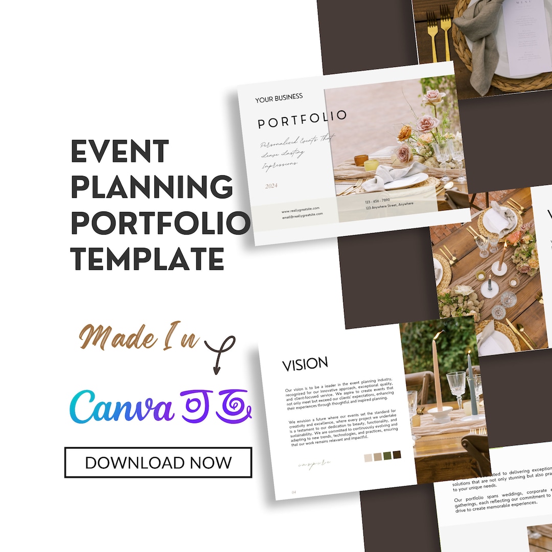 Stunning Event Planner Portfolio Lookbook Template | Editable Canva ...