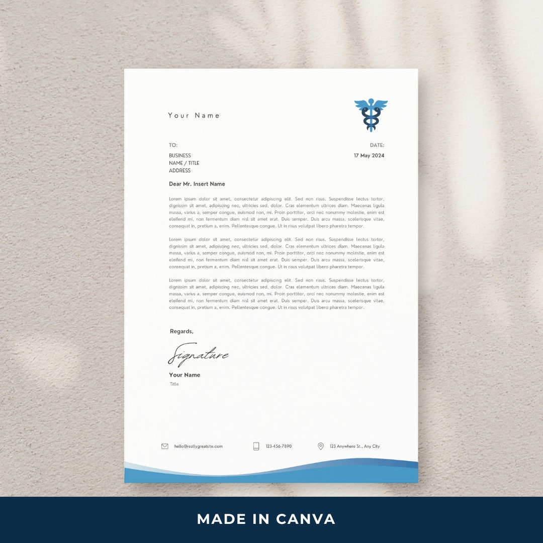 Medical Letterhead Template: Minimalist Custom Company Design (canva ...