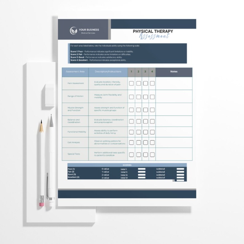 Physical Therapy Assessment Canva Template - Etsy