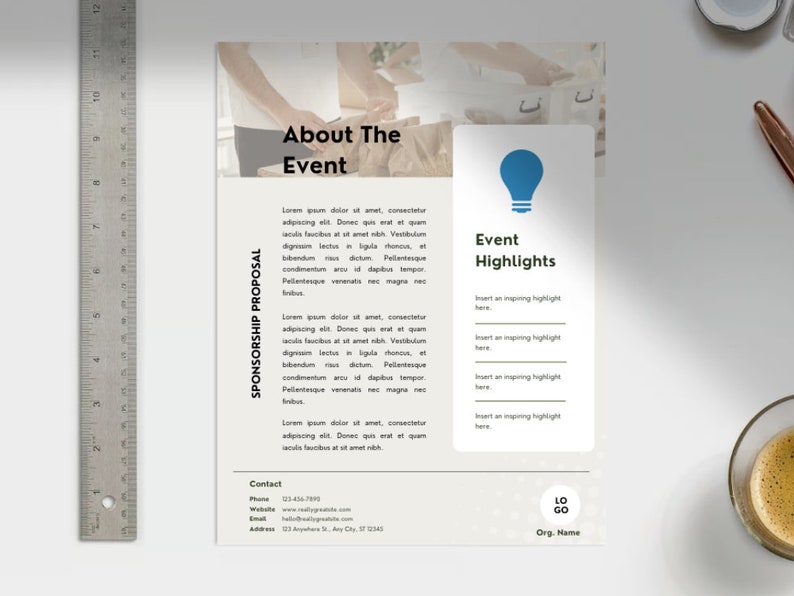 Sponsorship Proposal One Pager | Fundraising Template | Minimalist ...