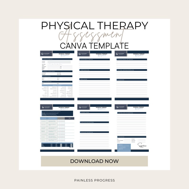 Physical Therapy Assessment Canva Template - Etsy
