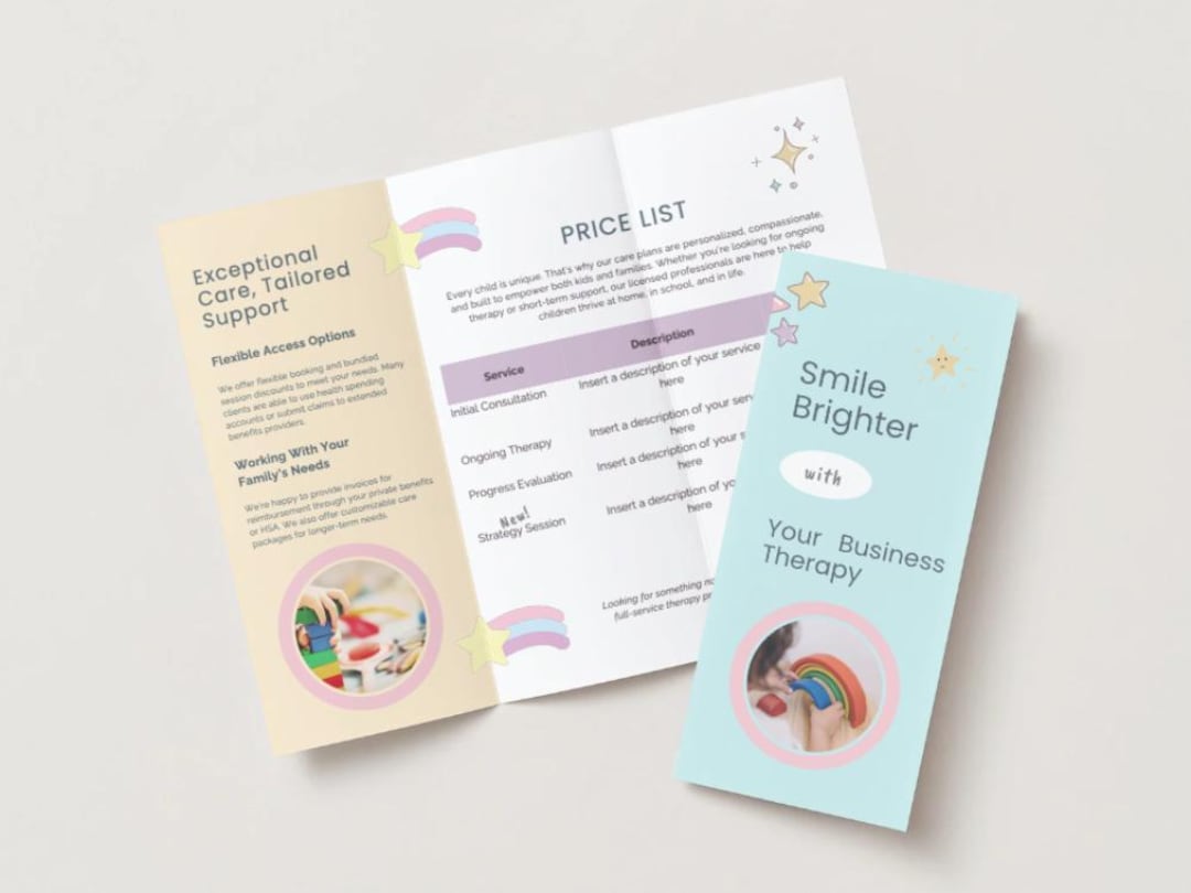 Editable Pediatric Services Trifold Brochure Template (canva Digital ...