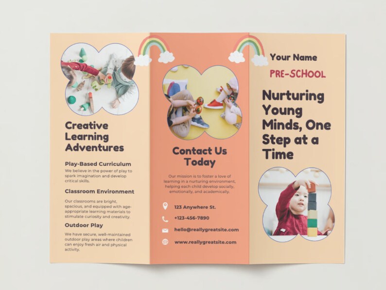 Editable Preschool Daycare Center Trifold Brochure Template Printable ...