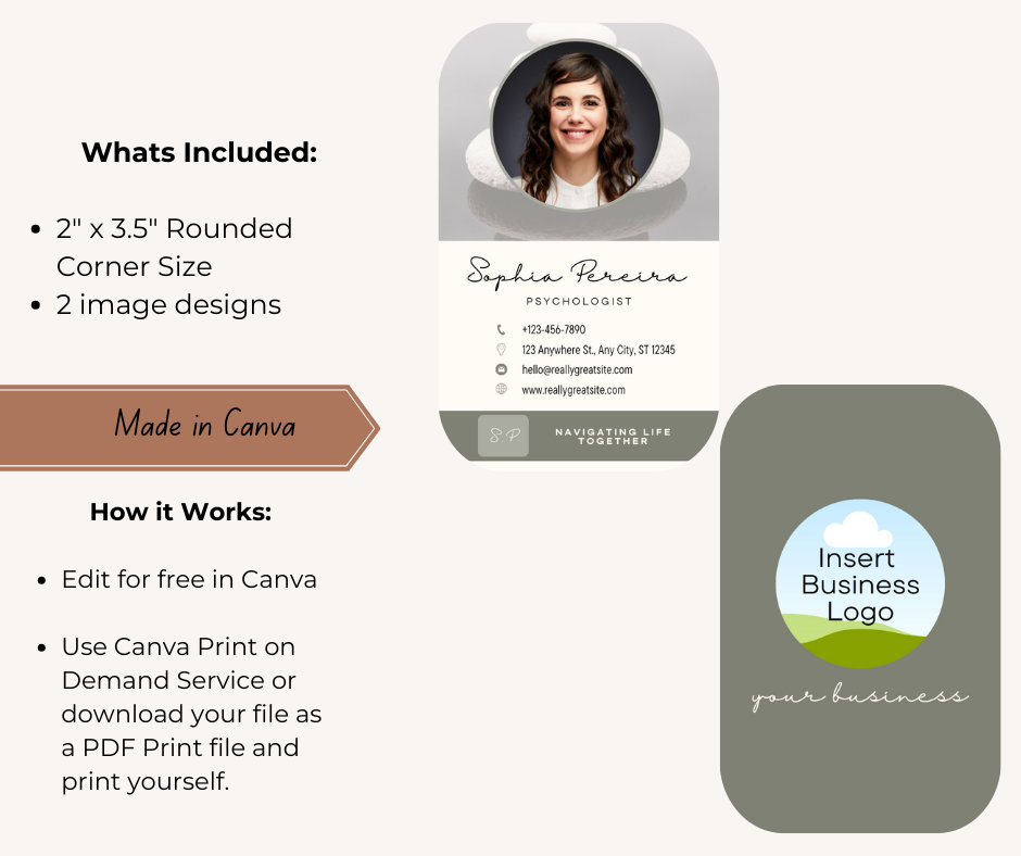 Therapist Business Card Template | Canva | Editable | Instant Download ...