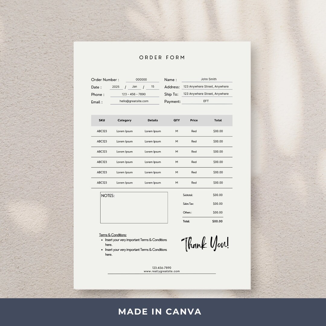 Minimalist Order Form Template Purchase Order Simple Canva Modern ...