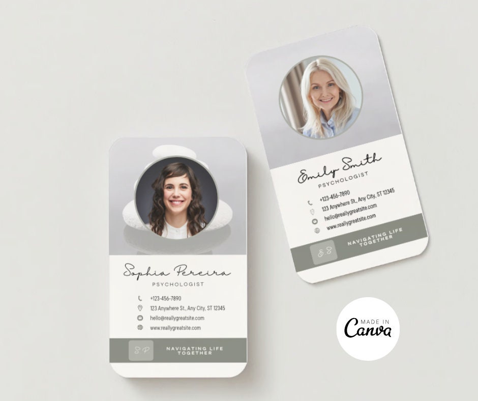 Therapist Business Card Template | Canva | Editable | Instant Download ...