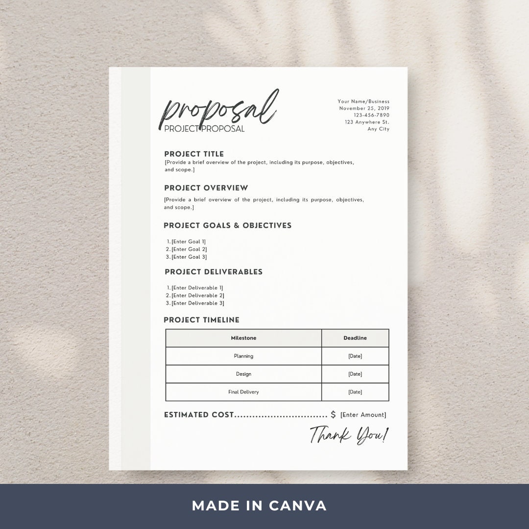 Project Proposal Template | Business Quote Template | Simple | Canva ...