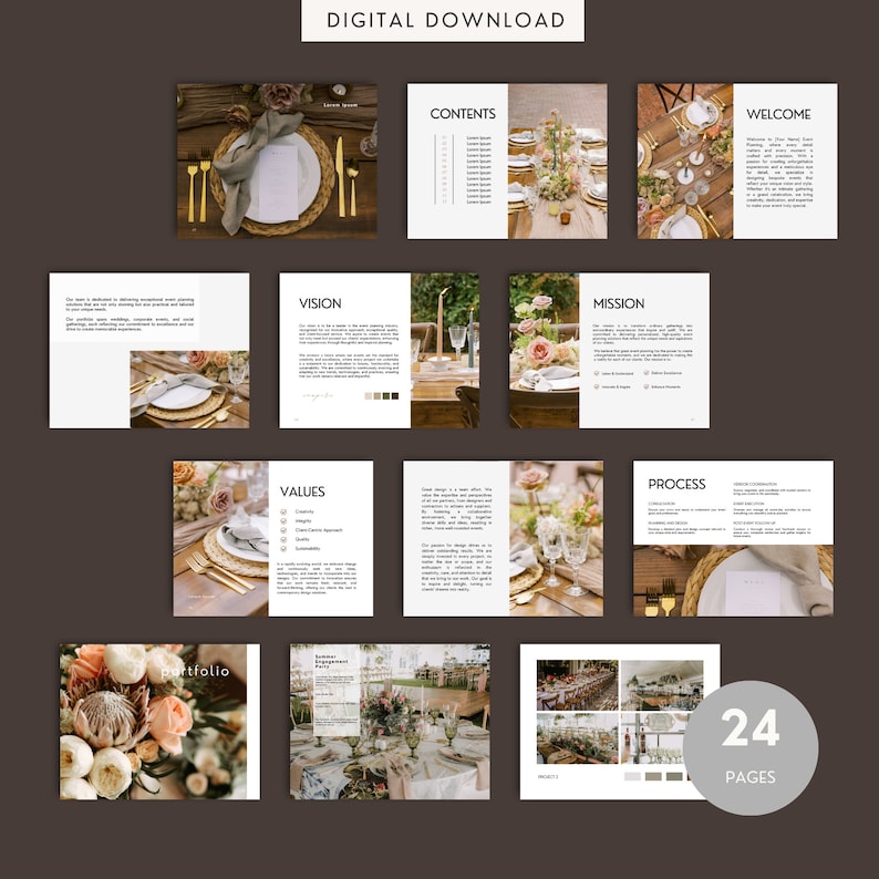 Event Planner Portfolio Lookbook: Editable Canva Template (instant ...