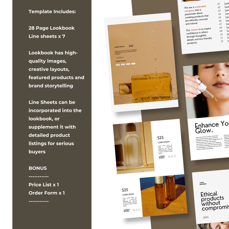 Beauty Cosmetics Catalog Template Line Sheets Price List Order Form ...