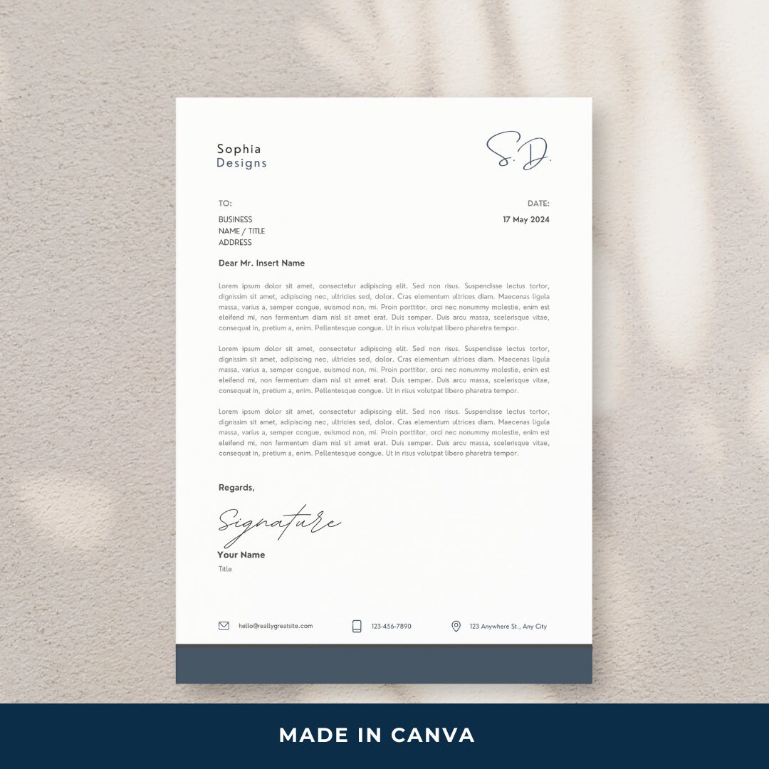 Minimalist Professional Letterhead Template | Customizable for Interior ...