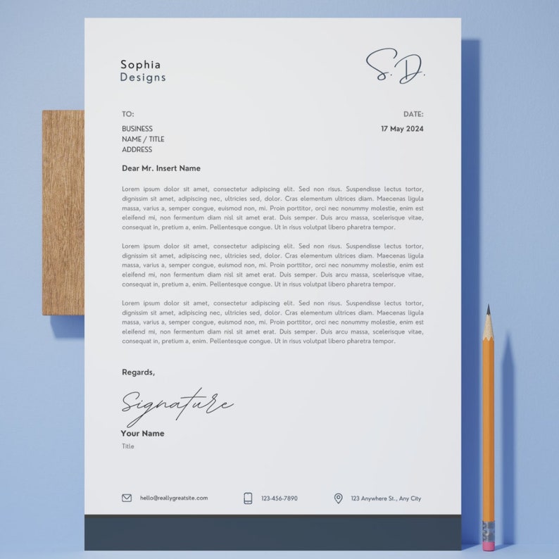 Minimalist Professional Letterhead Template | Customizable for Interior ...