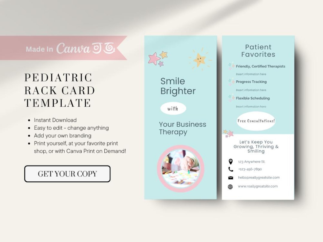 Pediatric Rack Card Template: Bright, Editable Marketing Flyer (canva ...