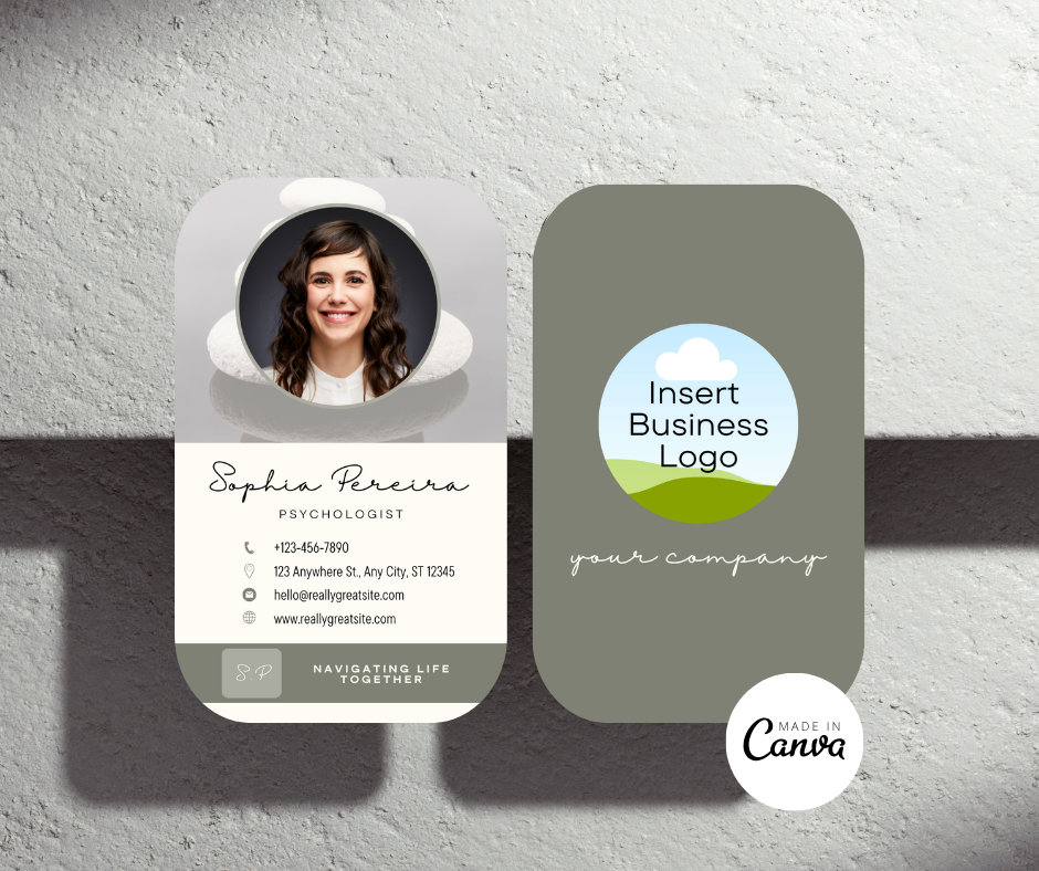 Therapist Business Card Template | Canva | Editable | Instant Download ...