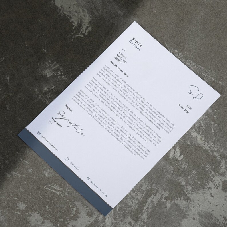 Minimalist Professional Letterhead Template | Customizable for Interior ...