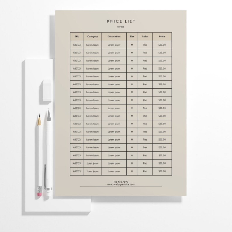 Minimalist Price List Template: Editable Wholesale Pricing Sheet (canva ...