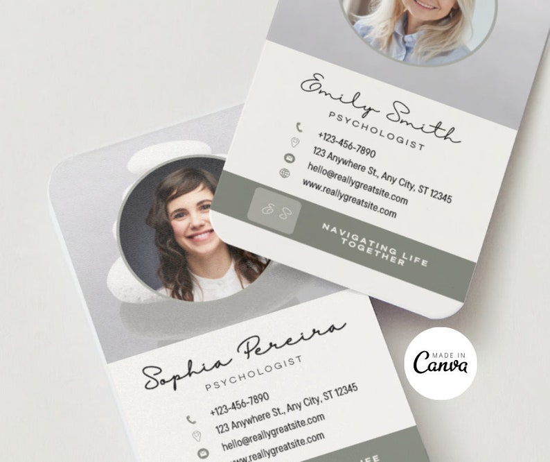 Therapist Business Card Template | Canva | Editable | Instant Download ...