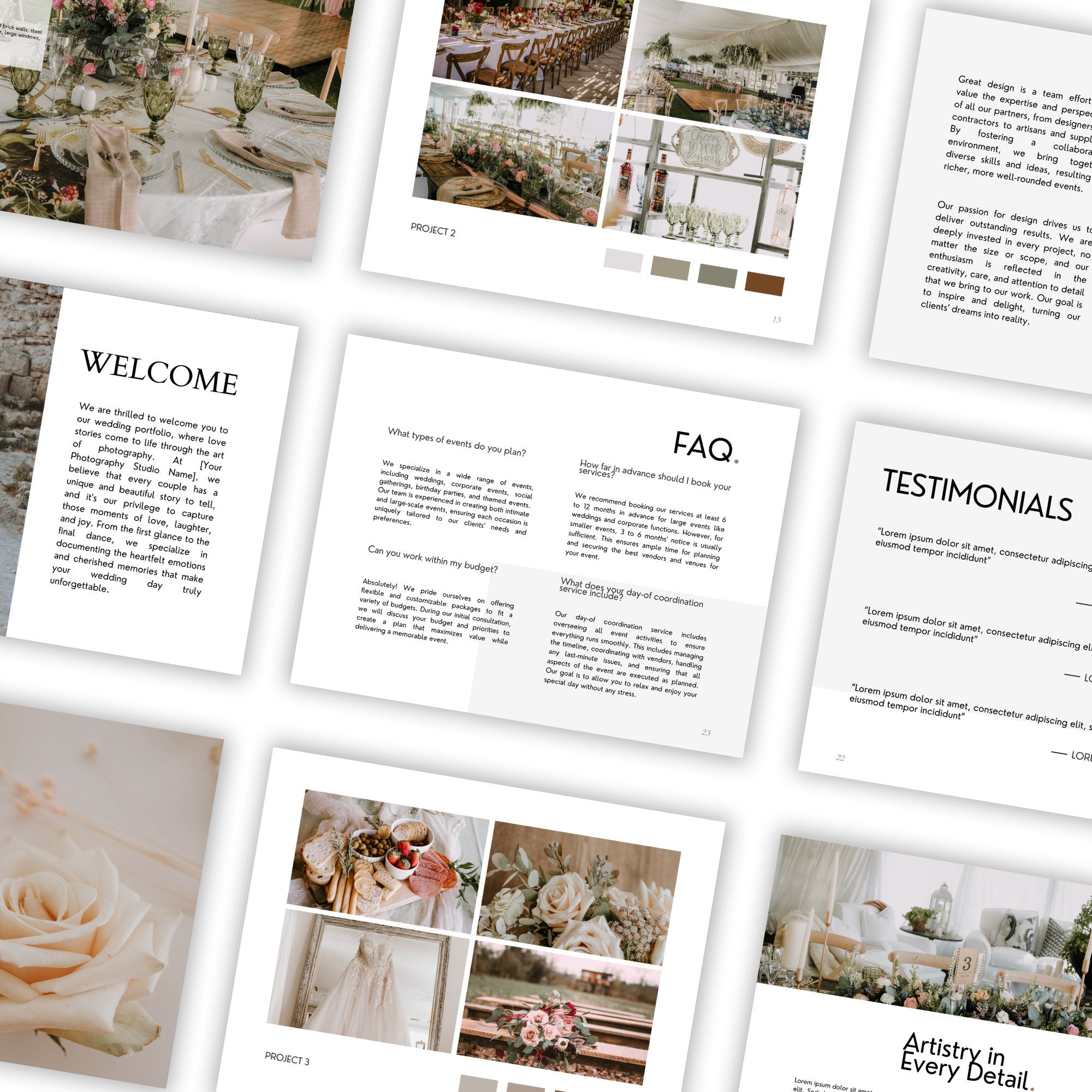 Stunning Event Planner Portfolio Lookbook Template | Editable Canva ...