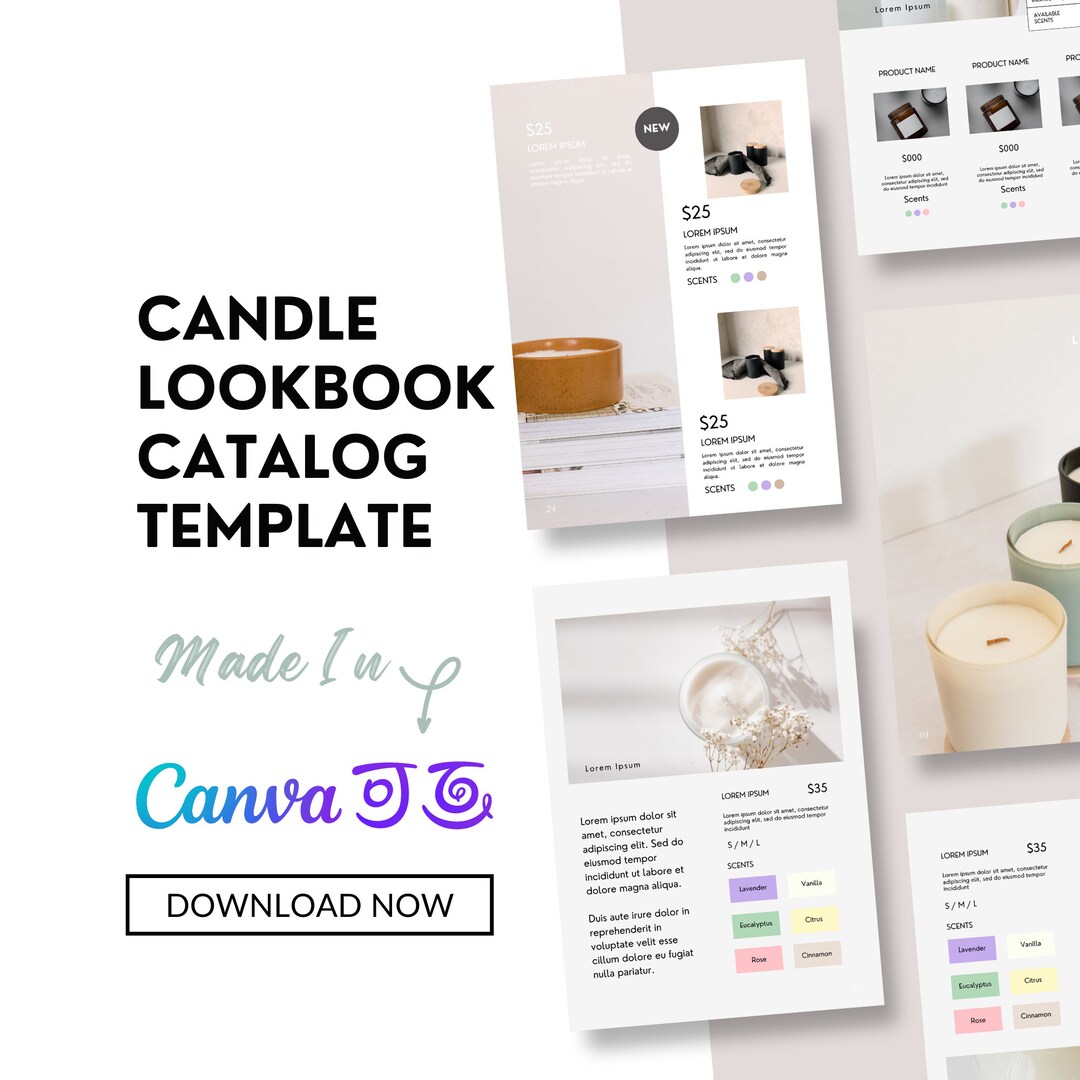 Candle Lookbook Catalog Template | Line Sheets | Price List | Order ...