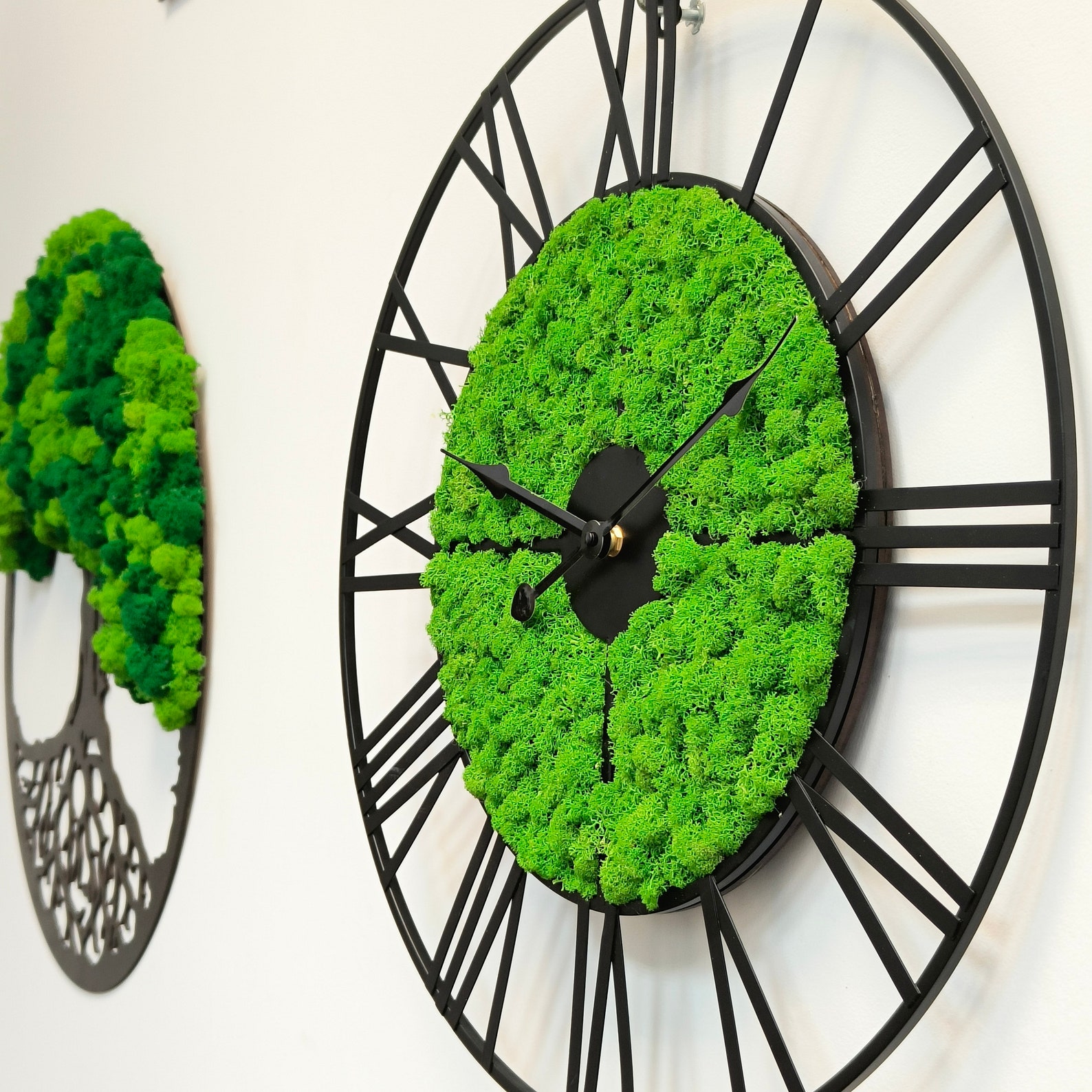 Loft Clock With Moss, 50cm - Etsy