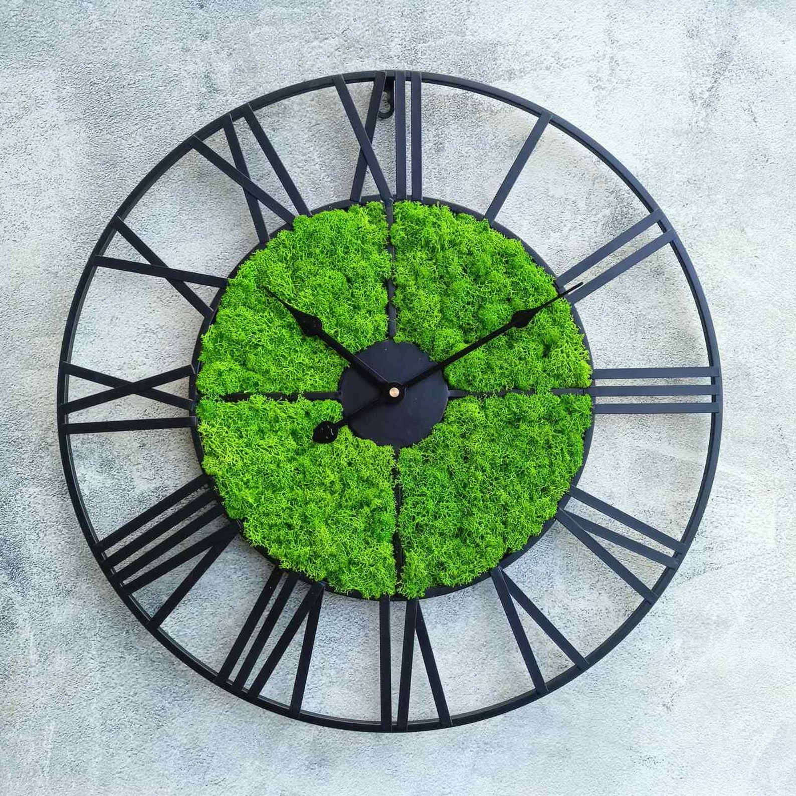 Loft Clock With Moss, 50cm - Etsy