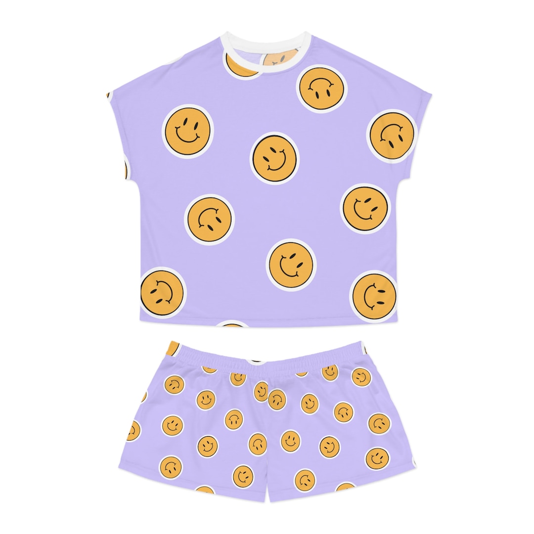 Purple Smiley Face Women's Short Pajama Set AOP - Etsy