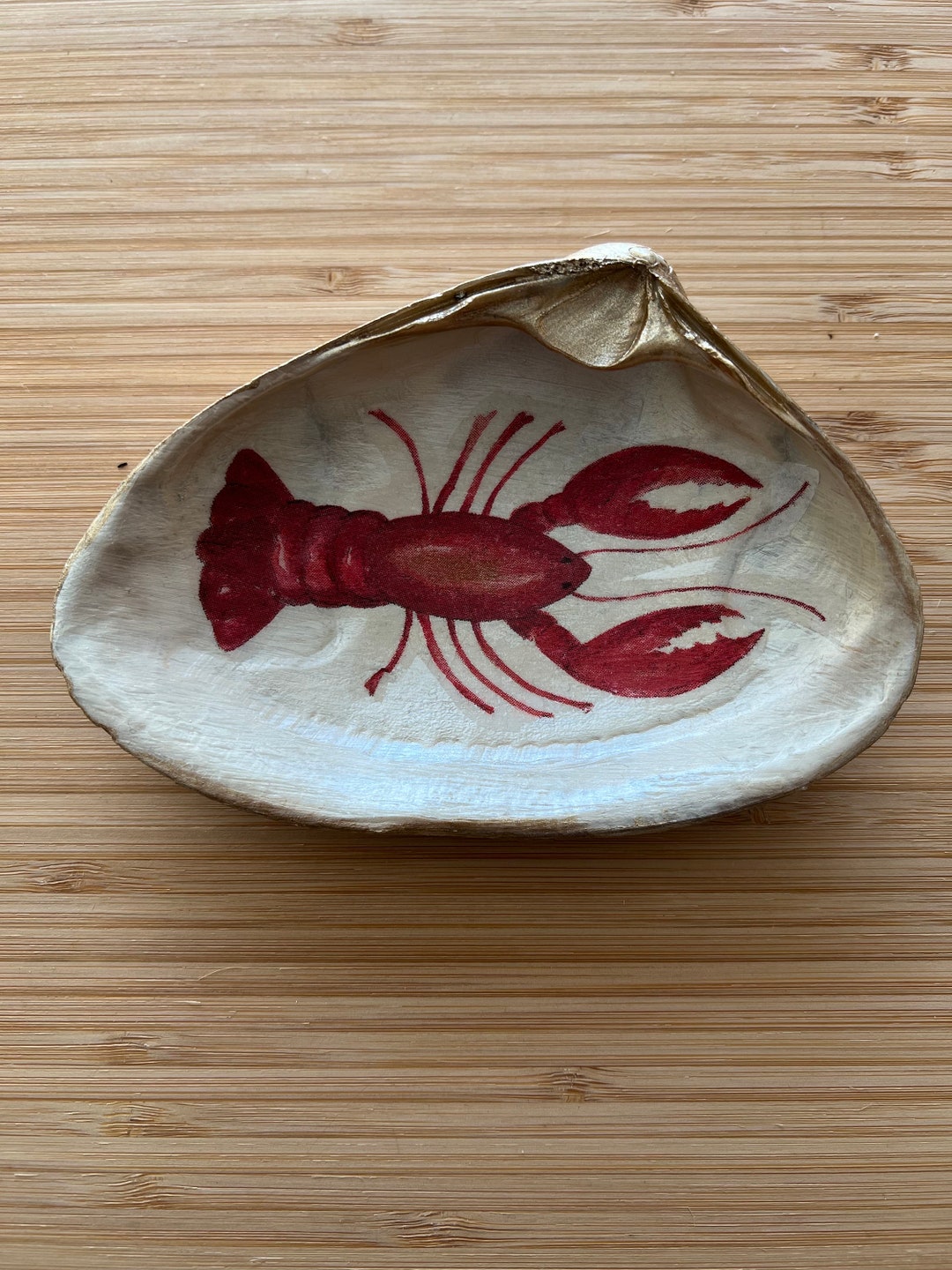 Lobster Love! Surf Clam Shell - Decoupage Jewelry Dish. Nautical Decor ...