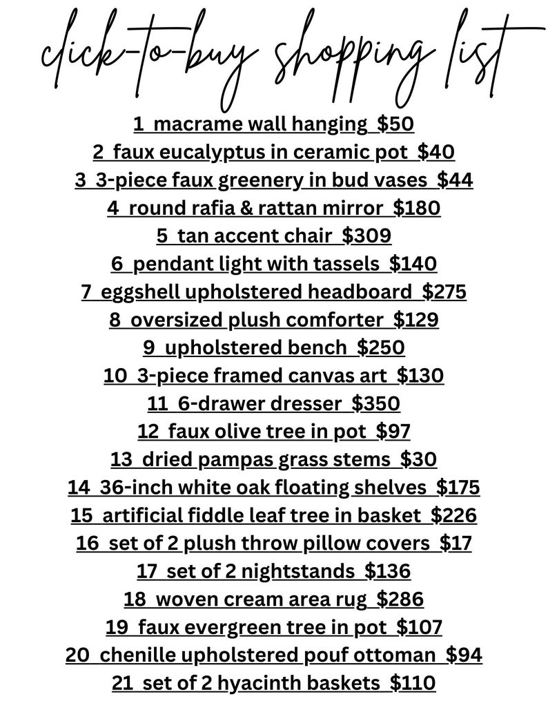 Neutral Plush Boho Bedroom Virtual Design Plan - Etsy