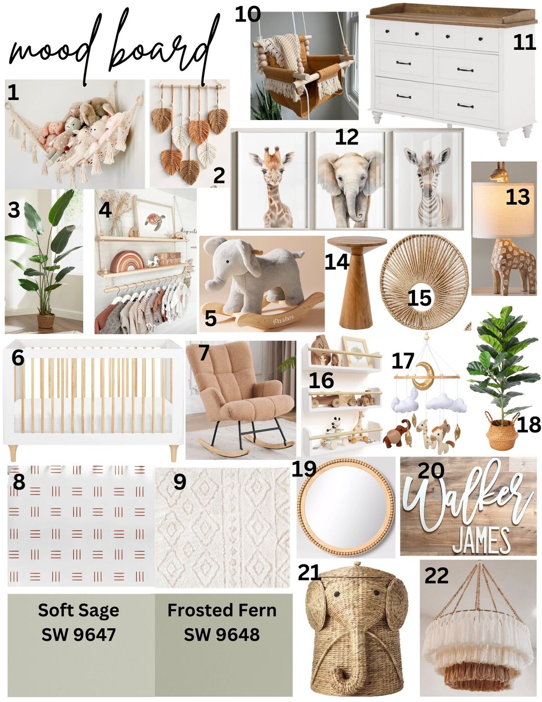 Safari Animal Gender Neutral Boho Nursery Virtual Design Plan - Etsy